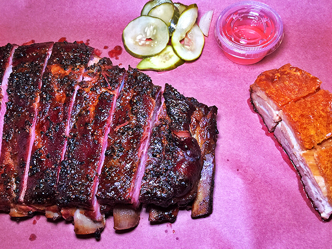 These ribs don't "fall off the bone"&mdash;and that's exactly how the barbecue gods intended. Perfect texture, magnificent smoke penetration.