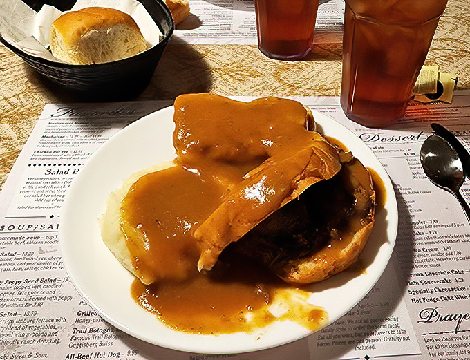 When gravy cascades over roast beef and mashed potatoes like this, you know you've found food worth writing home about.