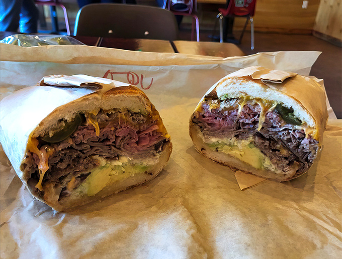 The roast beef sandwich arrives looking like it's been training for a heavyweight championship bout against your appetite.