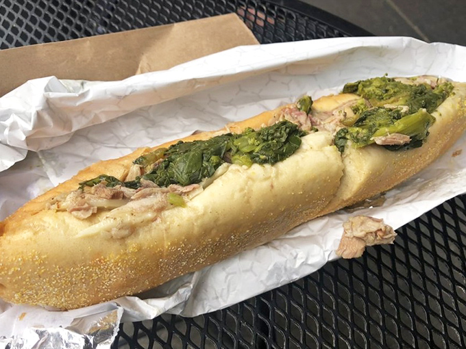 The roast pork with broccoli rabe - Philadelphia's "other" famous sandwich. Like finding out Bruce Springsteen has a equally talented brother.