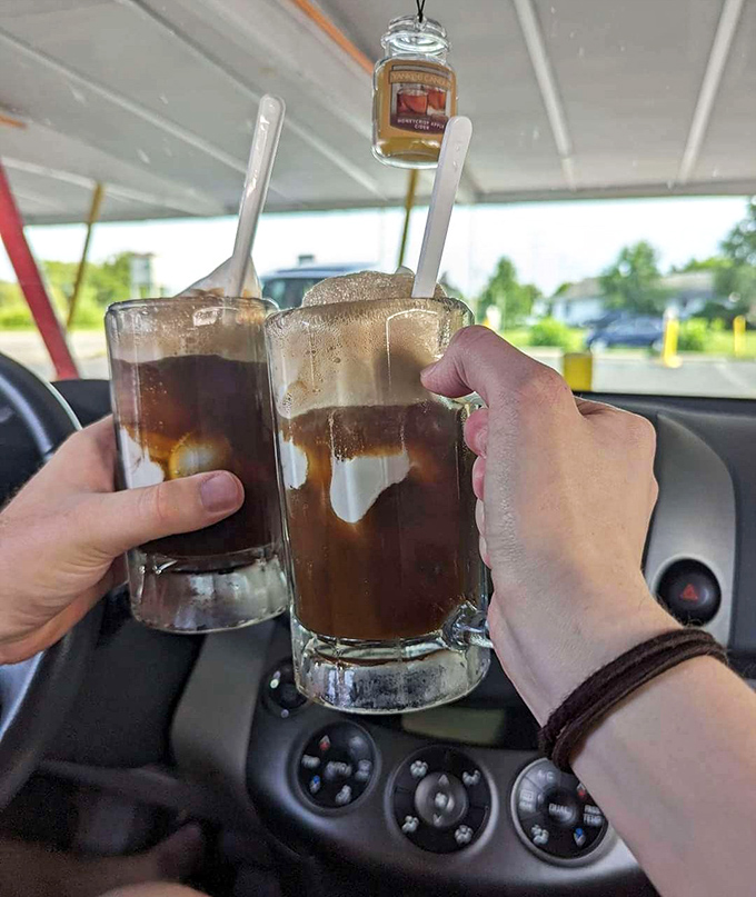 Root beer floats served in mugs so frosty they're practically wearing parkas. That perfect moment when ice cream meets soda is worth celebrating with a toast.
