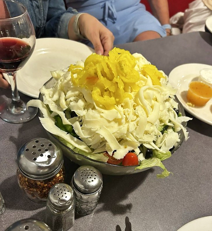 Even the salads at Vincent's don't mess around—this mountain of freshness could feed a small village or one very determined salad enthusiast.