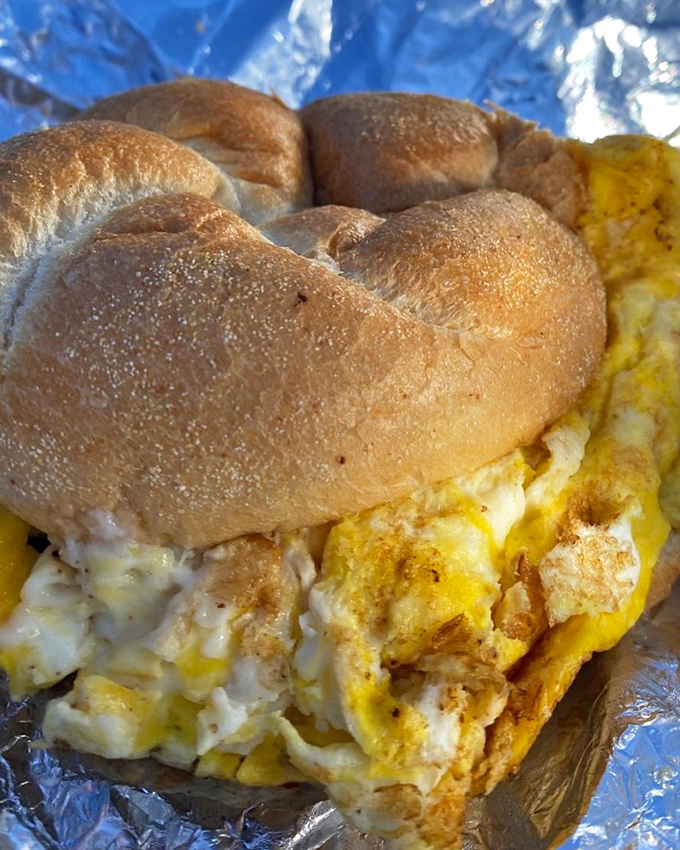 Breakfast meets brilliance in this egg sandwich. Who needs fancy brunch when this golden creation exists in the world?
