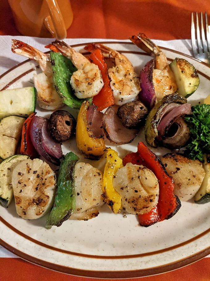 These aren't just grilled prawns and vegetables&mdash;they're edible postcards from California's agricultural paradise, kissed by oak fire.