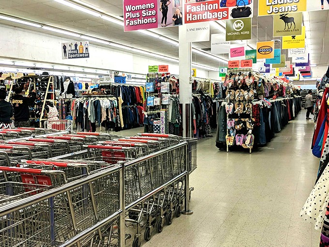 Department store organization meets yard sale prices&mdash;where else can you find Michael Kors hanging next to handmade sweaters?