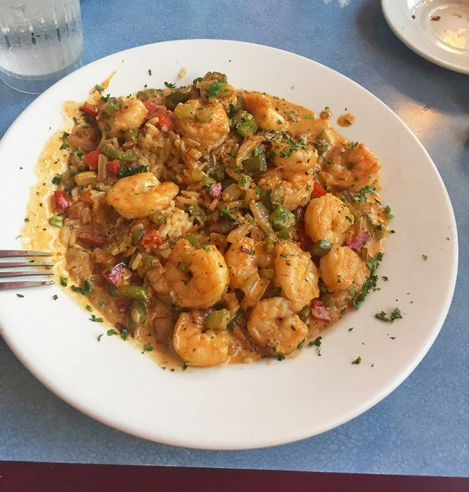 Who says diners only excel at breakfast? This shrimp creole brings New Orleans flair to Charm City with plump shrimp swimming in flavor-packed sauce.