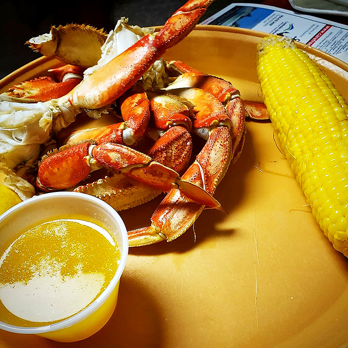 Snow crab legs that arrive like edible sculptures, ready for your butter-drenched demolition project.