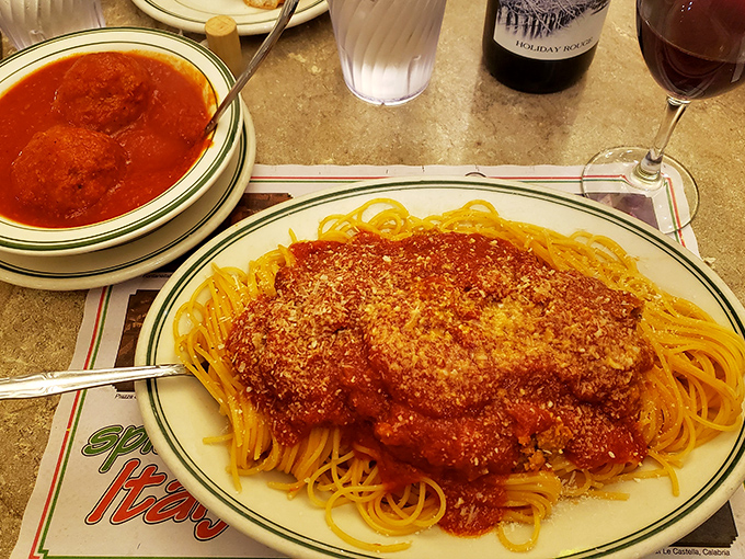 Spaghetti and meatballs: the comfort food equivalent of a warm hug from your favorite aunt who insists you're too skinny.