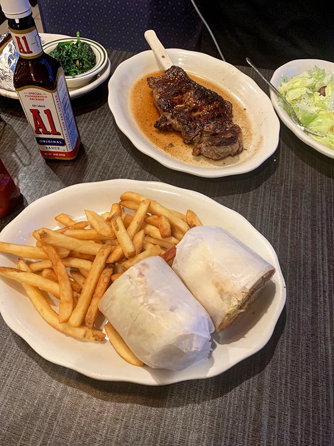 When lunch calls, Mike's answers with perfectly wrapped gyros, juicy steak, and crispy fries—a meal that bridges continents on a single plate.