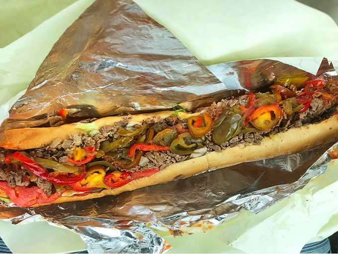 Hot peppers add a kick that'll wake up your taste buds and remind you why people cross state lines for these sandwiches.