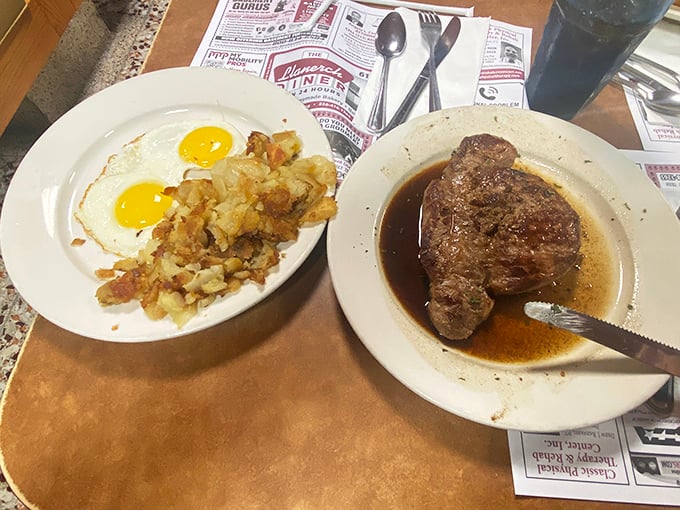 Steak and eggs &ndash; the breakfast of champions or the dinner of night owls. Either way, it's diner perfection on a plate.