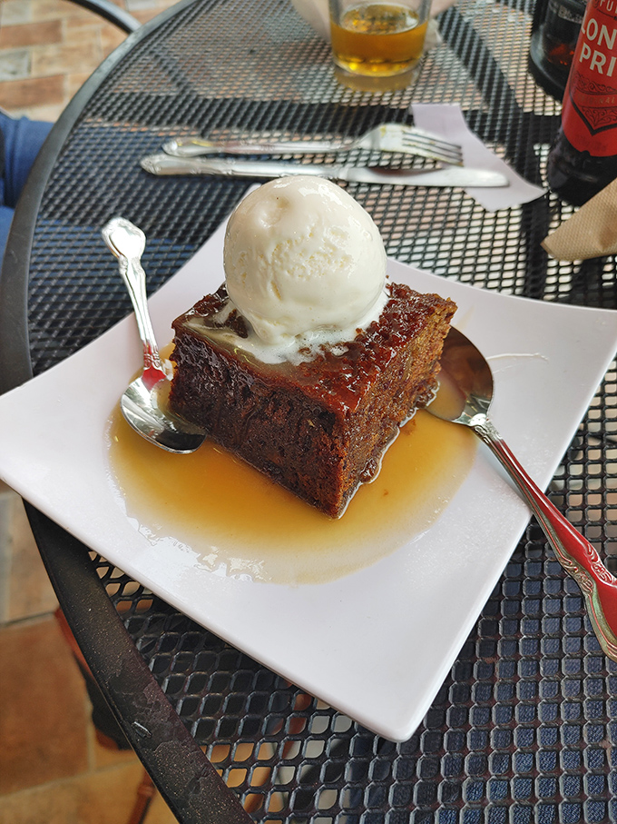 Sticky Toffee Pudding that would make Mary Berry weep tears of joy, swimming in caramel sauce with ice cream slowly surrendering to the warmth.
