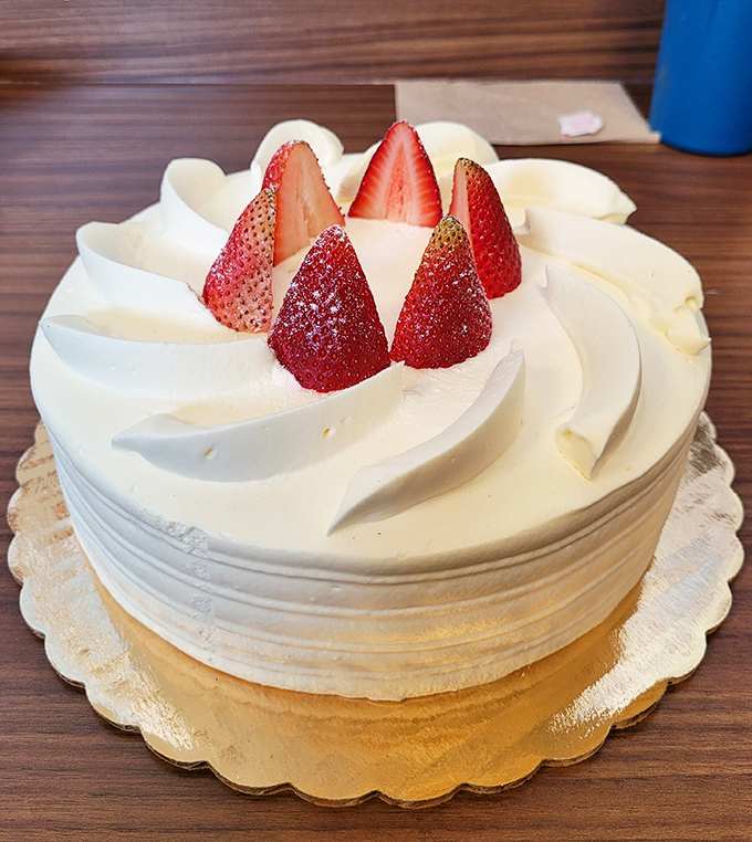 Strawberry shortcake perfection that would make Mary Berry weep tears of joy&mdash;precision, beauty, and balance in every slice.