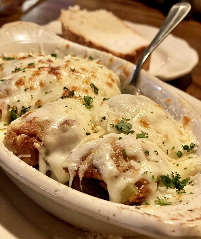 Cheese-smothered perfection that makes you question why you'd ever waste stomach space on salad when this exists in the world.