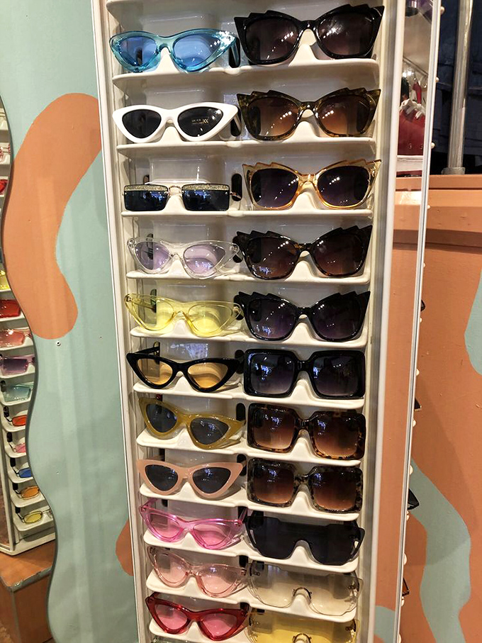 Sunglasses that tell stories: from cat-eyes that scream Madonna to tiny frames straight out of The Matrix, each pair awaits its second chance at coolness.