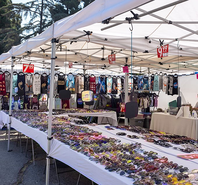 Sunglasses galore! Like a buffet for your face, this vendor offers protection from both the California sun and fashion emergencies.