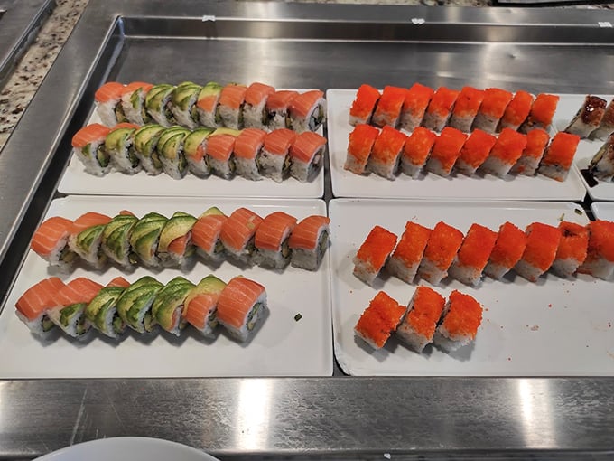 Sushi that proves Wisconsin knows its way around raw fish. These salmon and cucumber rolls aren't just good "for a buffet"&mdash;they're just good.