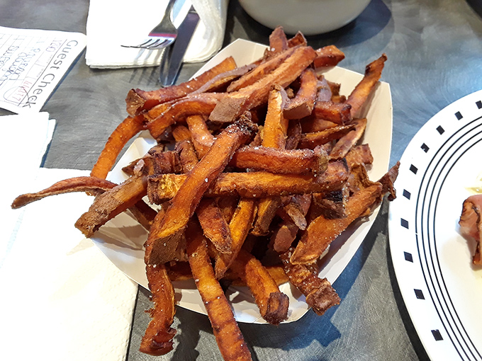 Sweet potato fries so perfectly caramelized they make you question why regular potatoes get all the attention. A side dish that steals the spotlight.