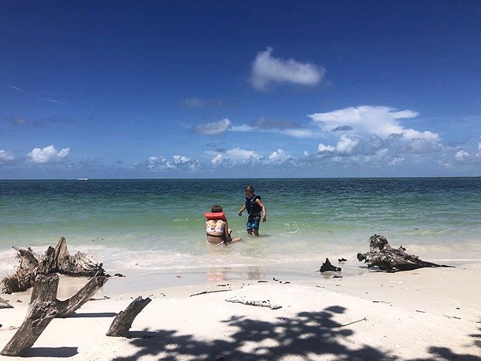 Childhood wonder meets Gulf waters &ndash; a reminder that sometimes the simplest pleasures like splashing in clear shallows create the most lasting memories.