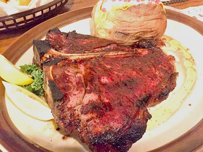 The T-bone at Angelo's arrives like a work of art – a beautiful bone-in canvas painted with perfect grill marks and juicy pink center.
