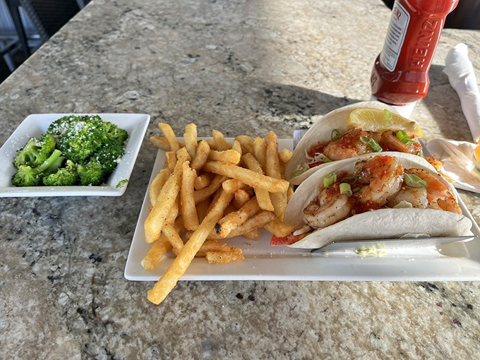 These tacos aren't just a meal&mdash;they're a vacation for your taste buds, complete with a side of perfectly golden fries.