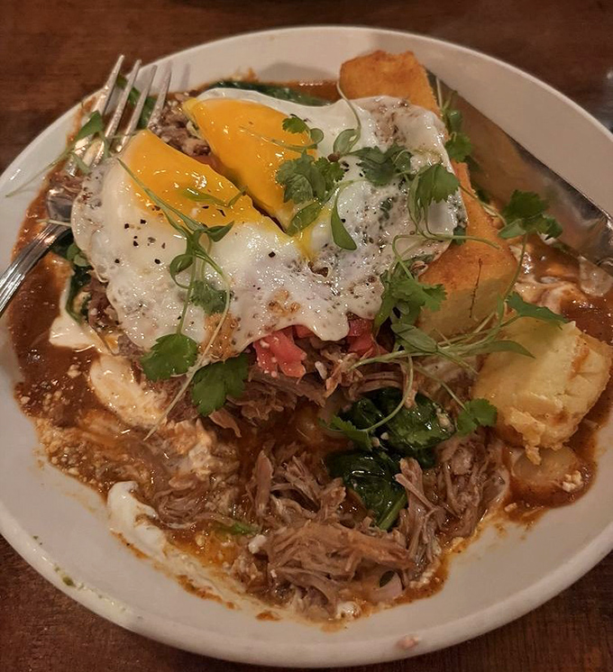 Breakfast meets dinner in this tamale topped with sunny eggs&mdash;proof that some of life's greatest pleasures come wrapped in corn husks.
