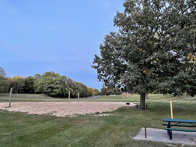 This park doesn't need fancy equipment to be perfect&mdash;just open space, mature trees, and that Midwest sky that seems bigger somehow.