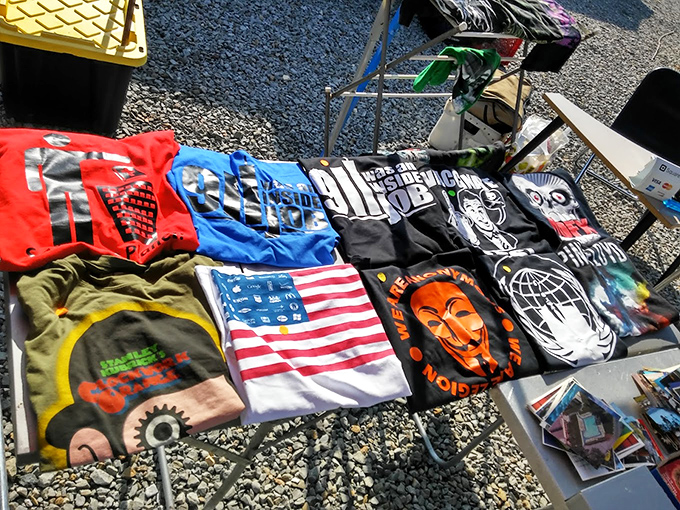 Graphic tee heaven! From political statements to pop culture references, these shirts tell stories their original owners finished but you get to continue.