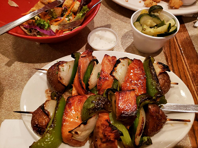 Teriyaki salmon kabobs that could make a pescatarian weep with joy&mdash;colorful, charred to perfection, and bursting with flavor.