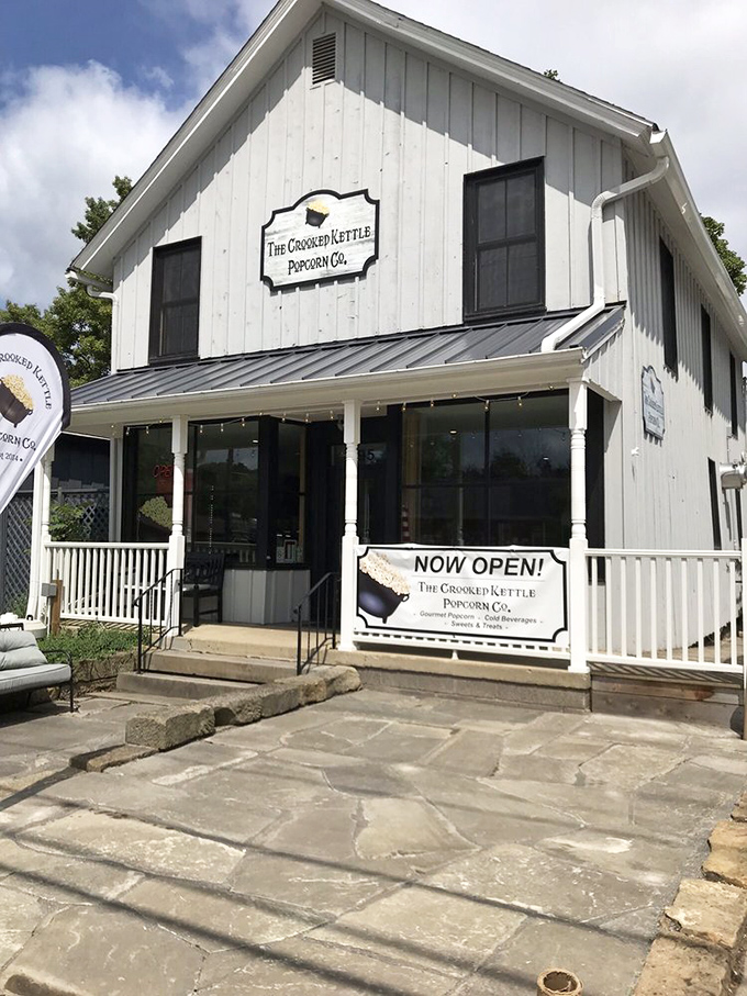 The Crooked Kettle Popcorn Co. isn't just a shop&mdash;it's an aromatic experience housed in a picture-perfect white building that practically begs you to come inside.