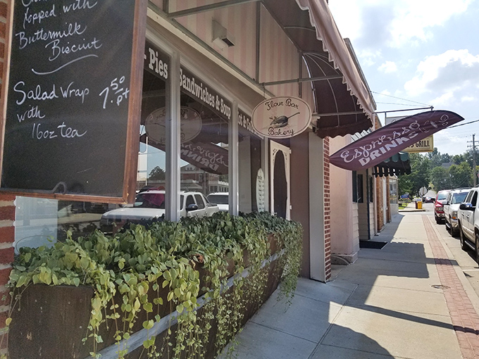 Local eateries like this bakery offer sidewalk charm and menu boards that tempt you to abandon all those promises about watching your carbs.