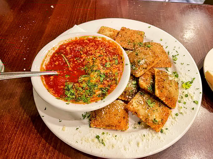 St. Louis' toasted ravioli: crispy on the outside, tender within, and that marinara sauce? It's what dipping dreams are made of.