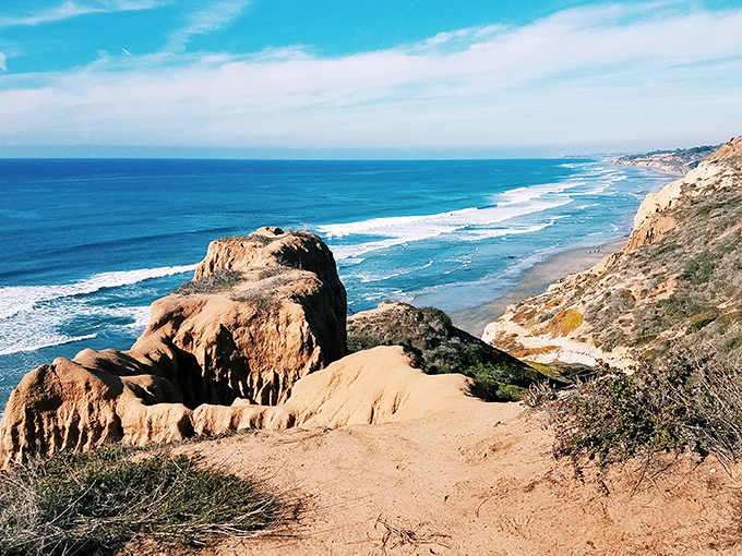 Torrey Pines' dramatic cliffs stand like California's version of the White Cliffs of Dover, only with better weather and fewer British accents.