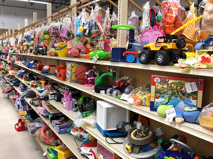 Toy archaeology at its finest. Dig through these colorful strata of childhood joy and you might unearth that exact truck you lost when you were seven. 
