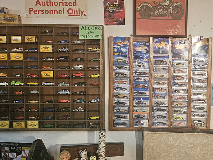 Miniature automotive history lined up like a parade of memories from every kid's toy chest dreams.