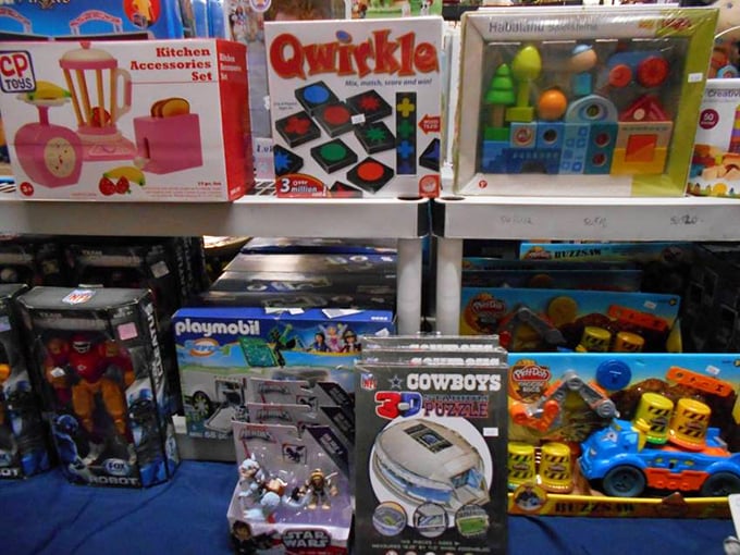 Board games and toys that once delighted previous generations wait patiently for new homes and fresh laughter.
