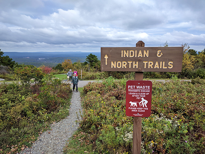 "Indian & North Trails" isn't just a sign&mdash;it's your invitation to adventure. Those distant mountains are practically begging to be photographed.