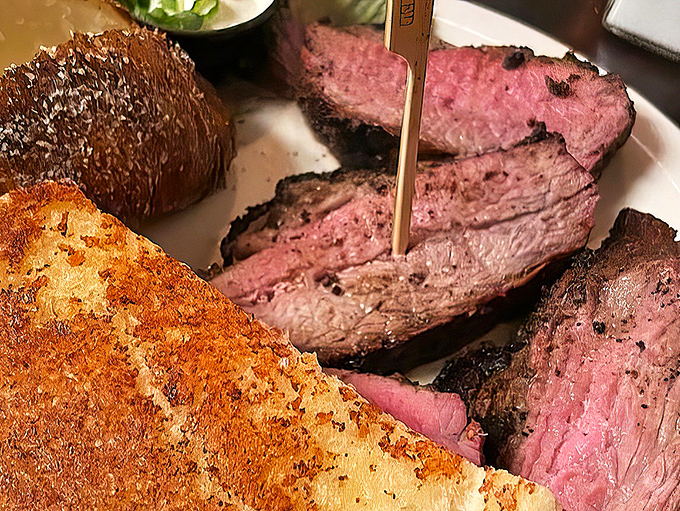 Tri-tip so perfectly cooked it deserves its own Instagram account. The rosy interior and peppery crust create a textural tango that makes taste buds applaud.