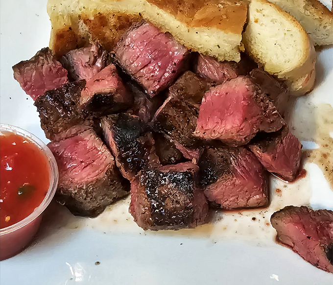 These tri-tip cubes aren't just steak&mdash;they're meaty little time machines to California's ranching heritage, served with grilled bread for sopping duties.