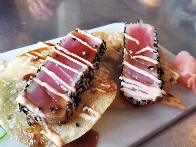 Sesame-crusted tuna that's so perfectly seared, it makes you wonder why you ever cook anything at home.