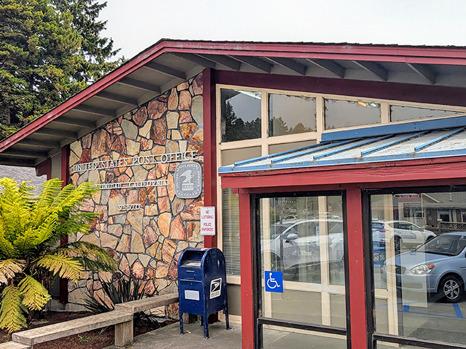 Even the post office in Trinidad has character&mdash;stone facade and ferns that say "we're not your average place to mail postcards."