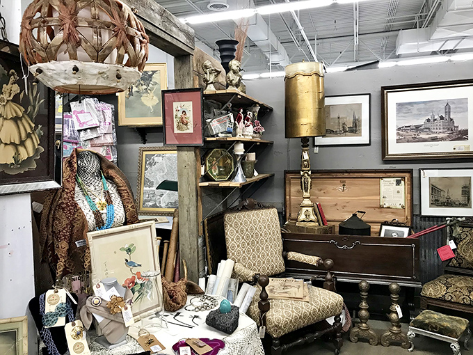 A perfectly curated chaos of treasures where Victorian elegance meets farmhouse chic. Marie Kondo would have a panic attack, but collectors feel pure joy.