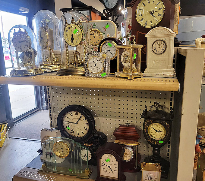 Time literally stands still in the vintage clock section, where you can find the perfect timepiece to make guests ask, "Where did you find that?" 