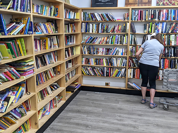 The book section: where bibliophiles can spend hours discovering forgotten bestsellers and quirky titles that Kindle will never replicate.