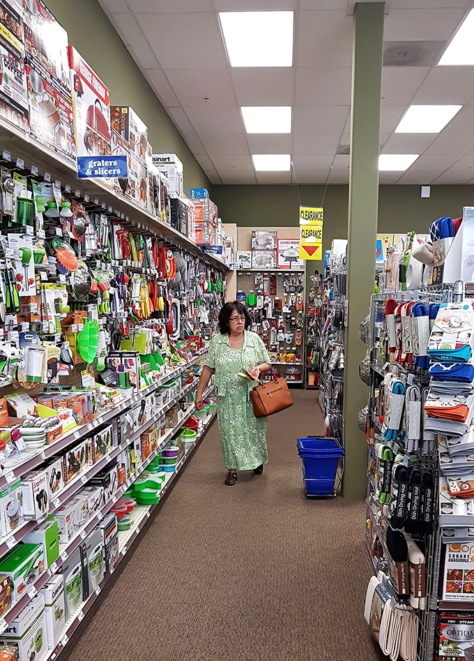 The kitchen gadget section: where you'll convince yourself you absolutely need that avocado slicer despite surviving 50 years without one.