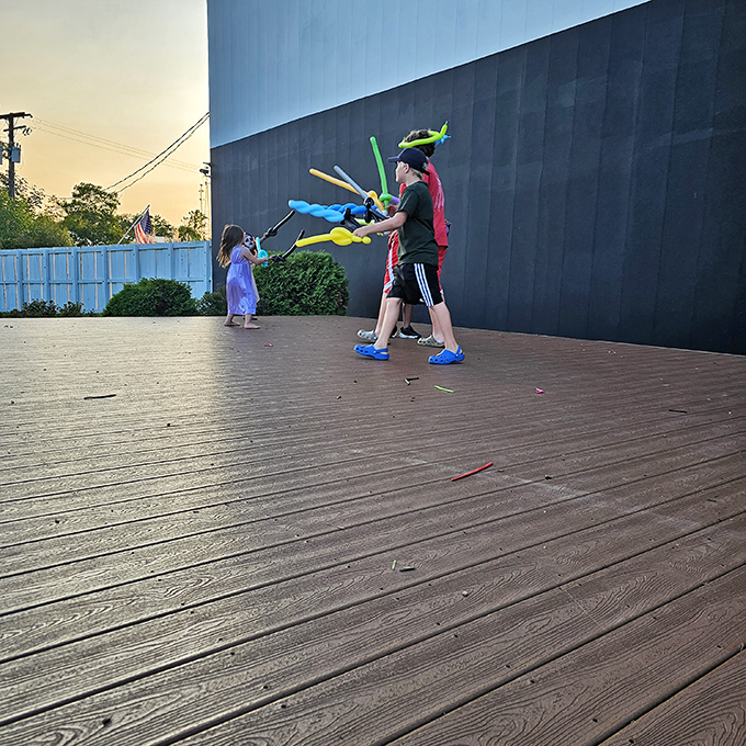 Future cinephiles discover the joy of outdoor movies, where pajamas are perfectly acceptable evening wear.