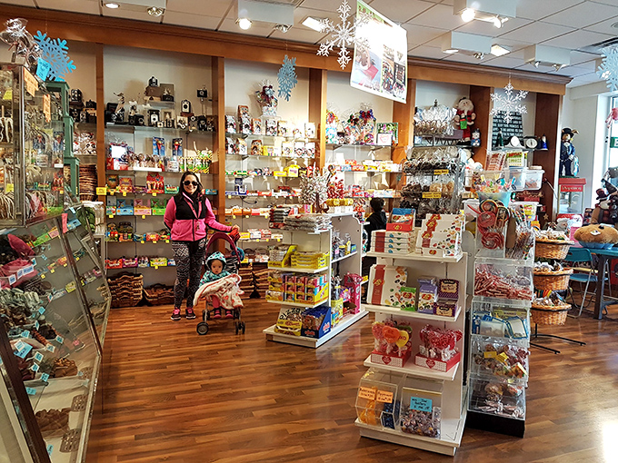 A candy wonderland where willpower goes to die. This sweet shop proves shopping burns enough calories to justify a treat.