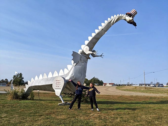 "Look, Mom! A real dragon!" Visitors of all ages find childlike wonder when encountering this fire-breathing roadside attraction.