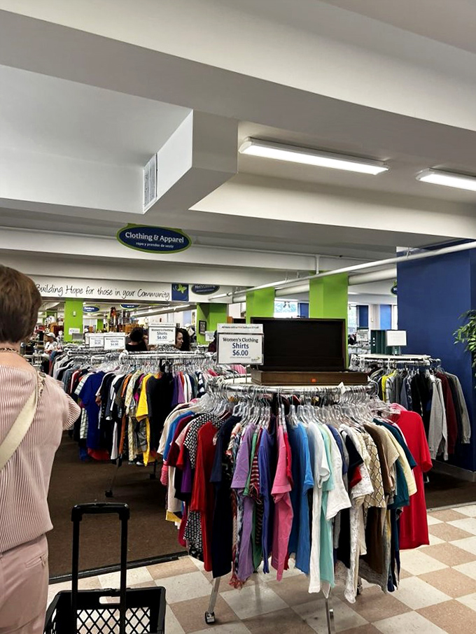 The colorful clothing section at Outfitters is like a rainbow after a retail rainstorm&mdash;bright, cheerful, and promising something valuable at the end.