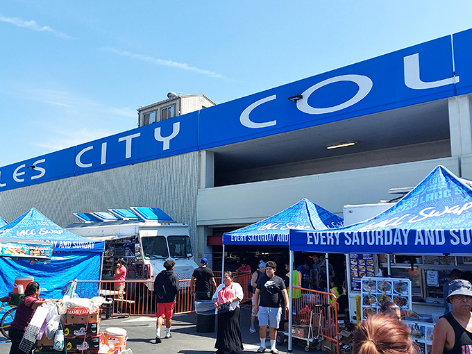 The college campus transforms into a shopper's paradise, where "back to school" means back to finding incredible deals under the California sun.